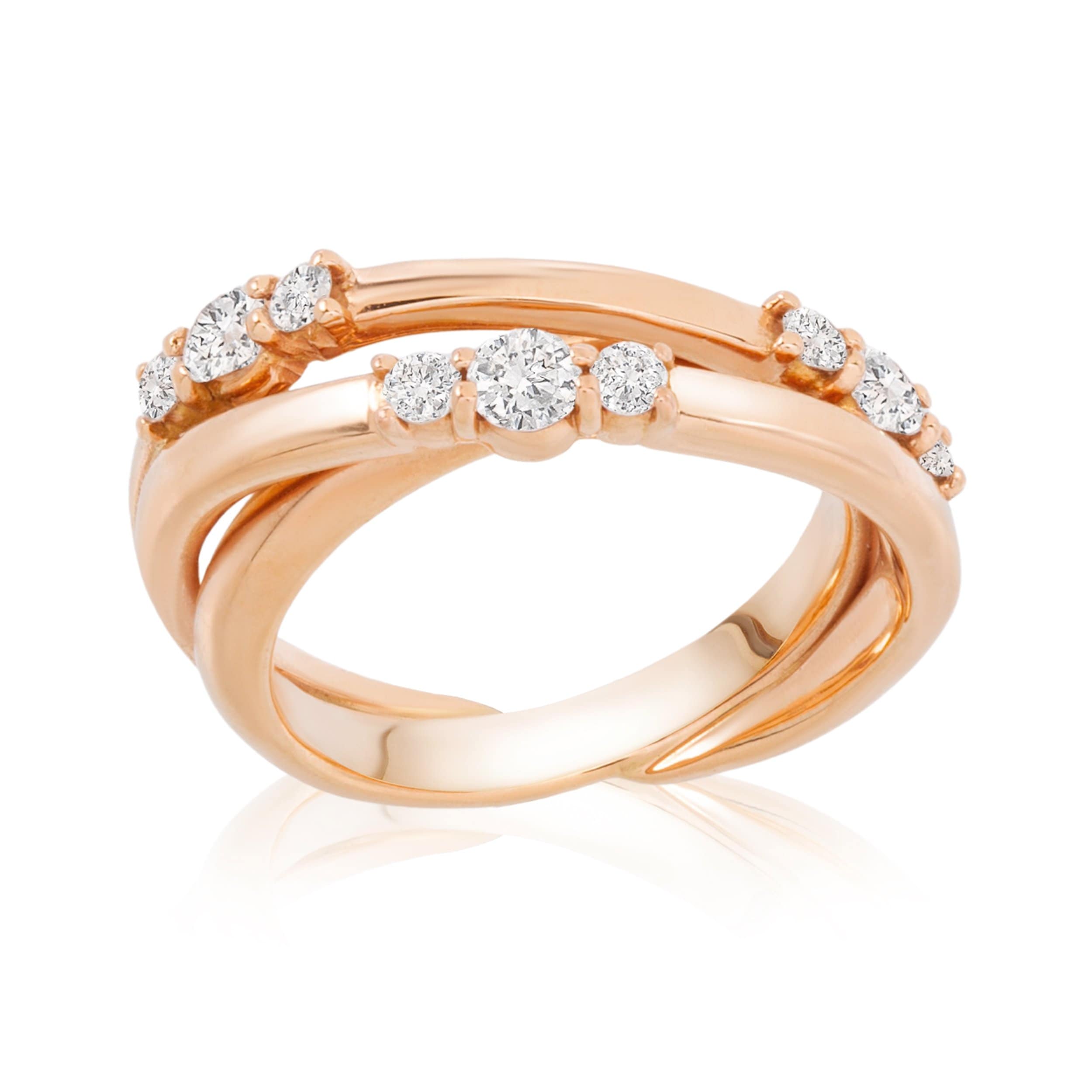 Delicate 18KT RG Diamond Cross over Ring – Dalia T Online